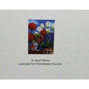 White | Other | Janet Stever Floral Red White Blue Ribbon Pot Patriotic ...